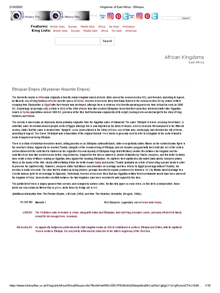 Kingdoms of East Africa - Ethiopia | PDF | Ethiopia | Orthodoxy