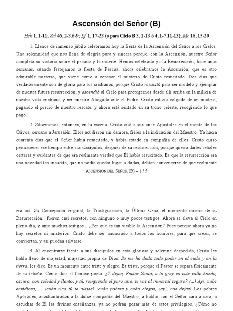 Fiesta de la Ascensión del Señor (B) | PDF | Ascension de jesus | La ...