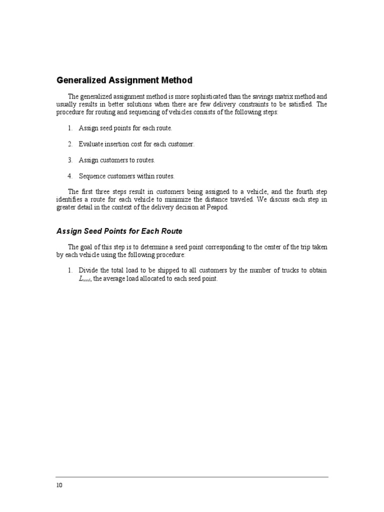 Generalized Assignment Method: Assign Seed Points For Each Route | PDF ...