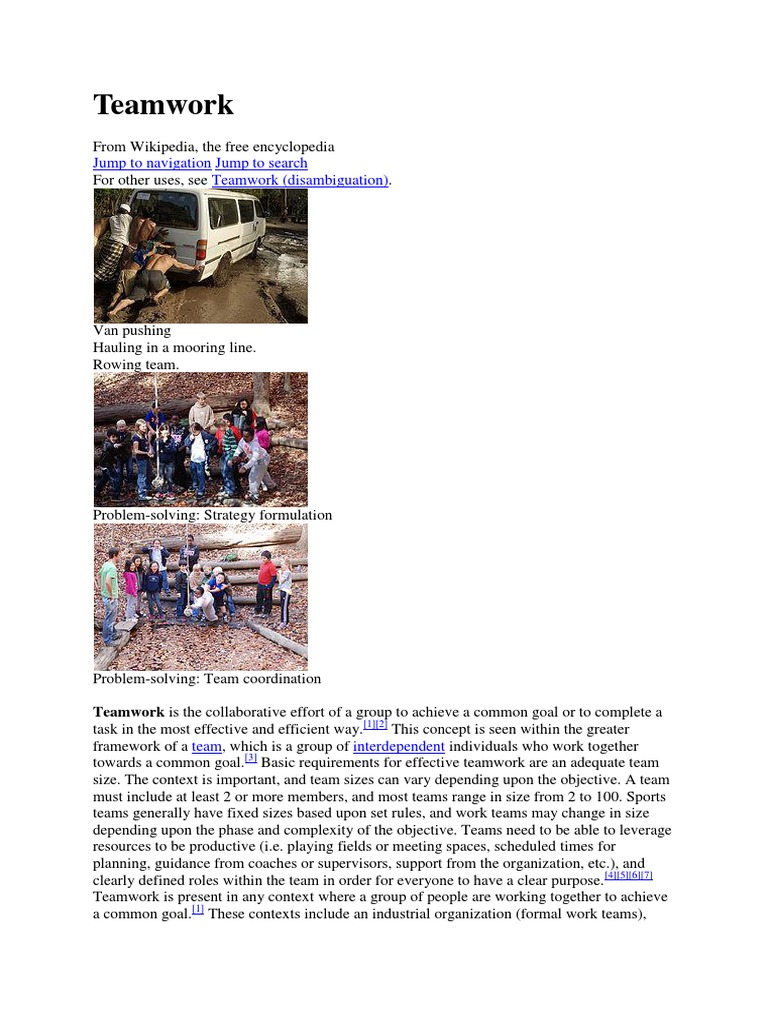Teamwork: Jump To Navigation Jump To Search Teamwork (Disambiguation ...