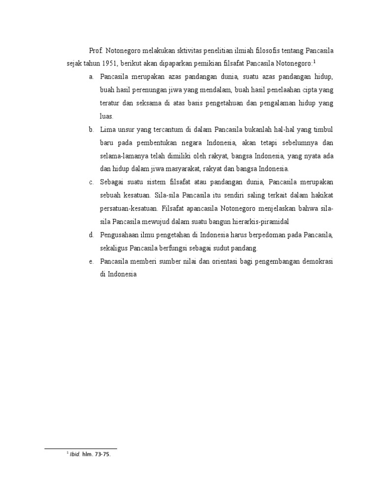 Filsafat Pancasila Menurut Notonegoro | PDF
