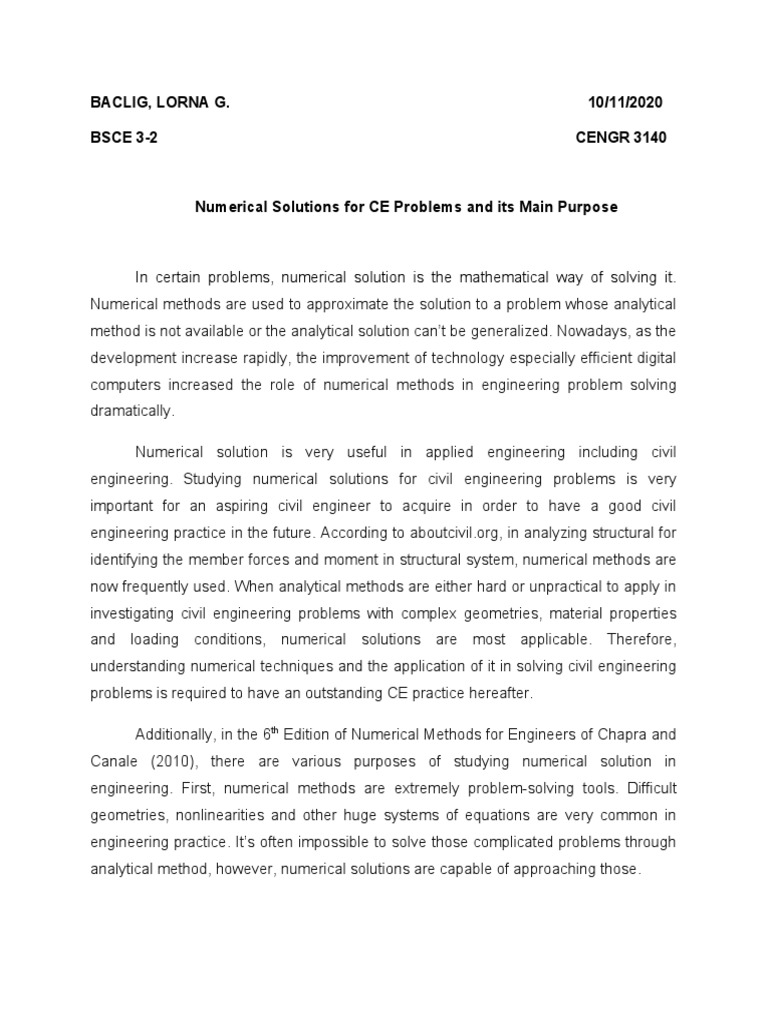 Importance of Numerical Solutions For Civil Engineering Problems | PDF ...