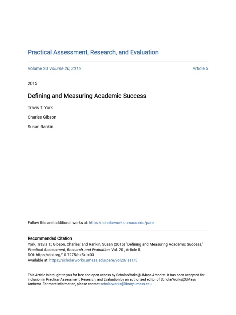 York, T. T., Gibson, C., & Rankin, S., (2015), Defining and Measuring ...