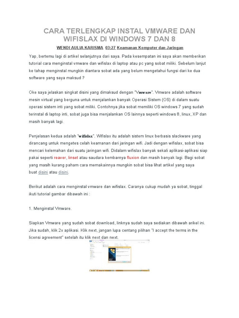 Cara Terlengkap Instal Vmware Dan Wifislax Di Windows 7 Dan 8 | PDF