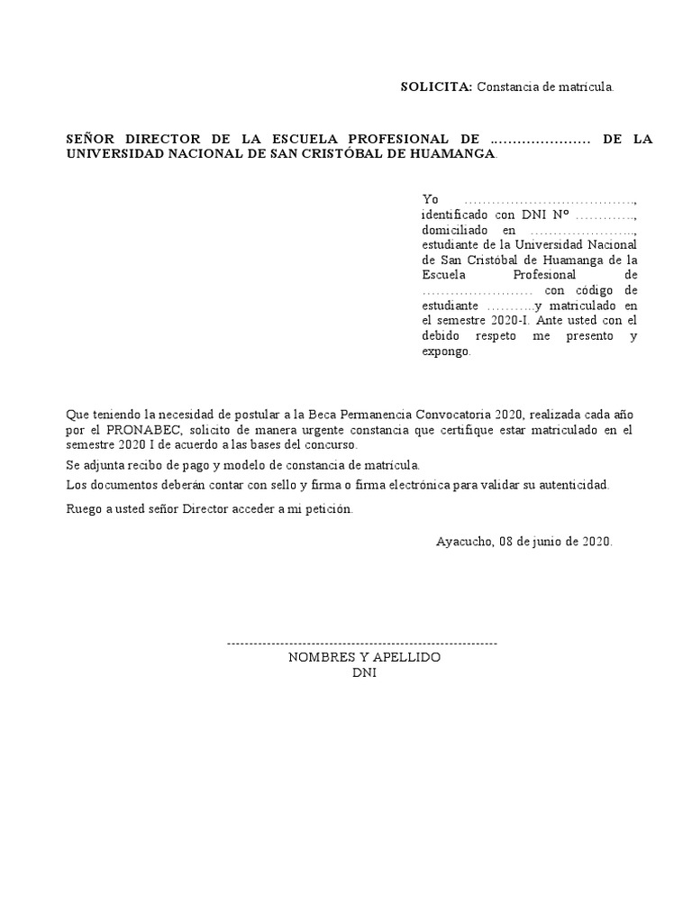 CONST MATRICULA y SOLICITUD | PDF | Control de acceso | Gobierno y personalidad