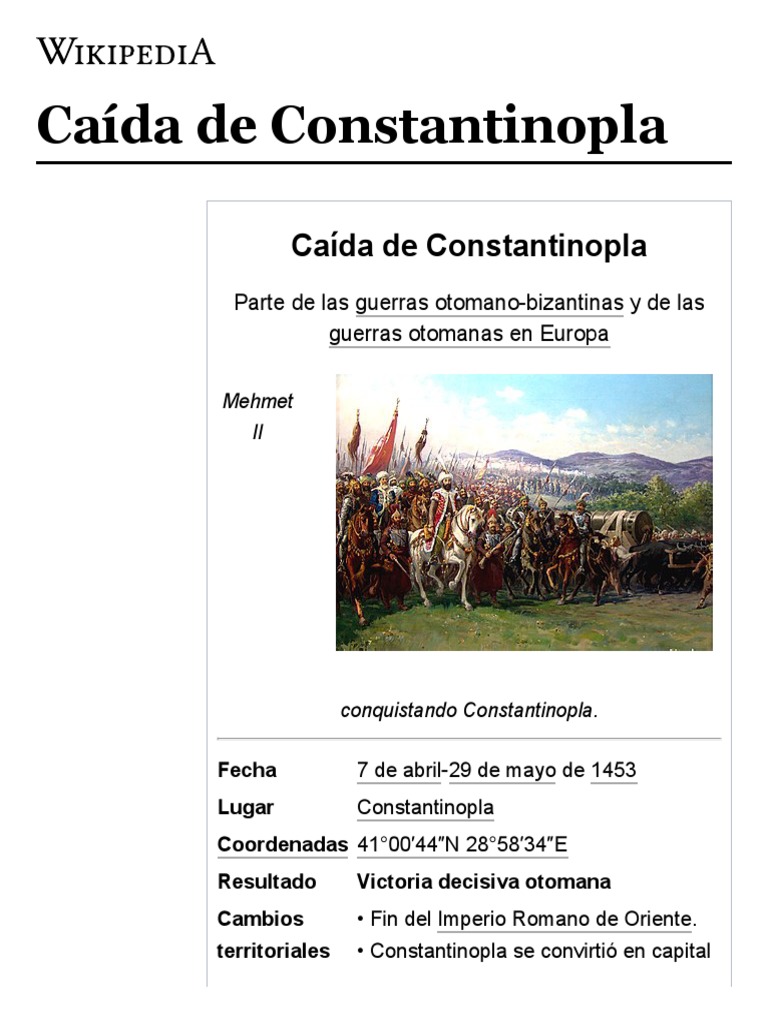 Caída de Constantinopla - Wikipedia, La Enciclopedia Libre | PDF ...