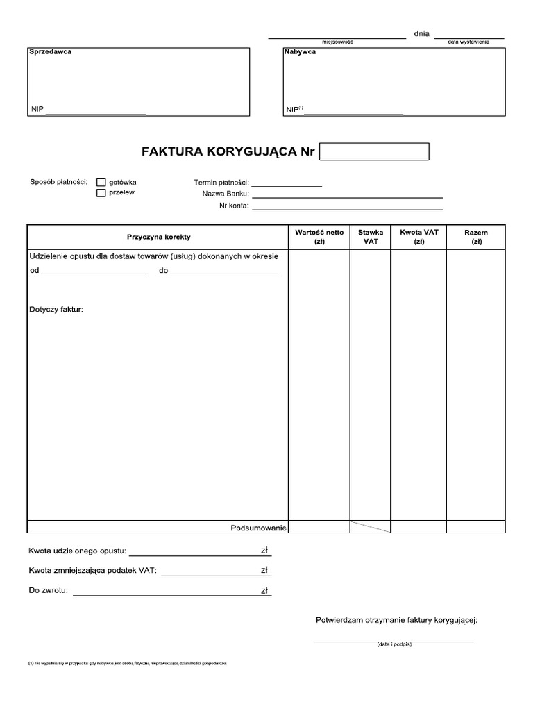 Faktura Korygujaca Zbiorcza PDF | PDF