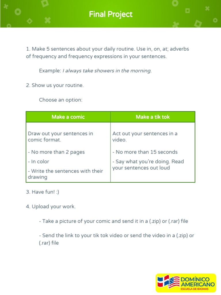 Daily Routine Creative Project Guide | PDF | Language Arts & Discipline ...