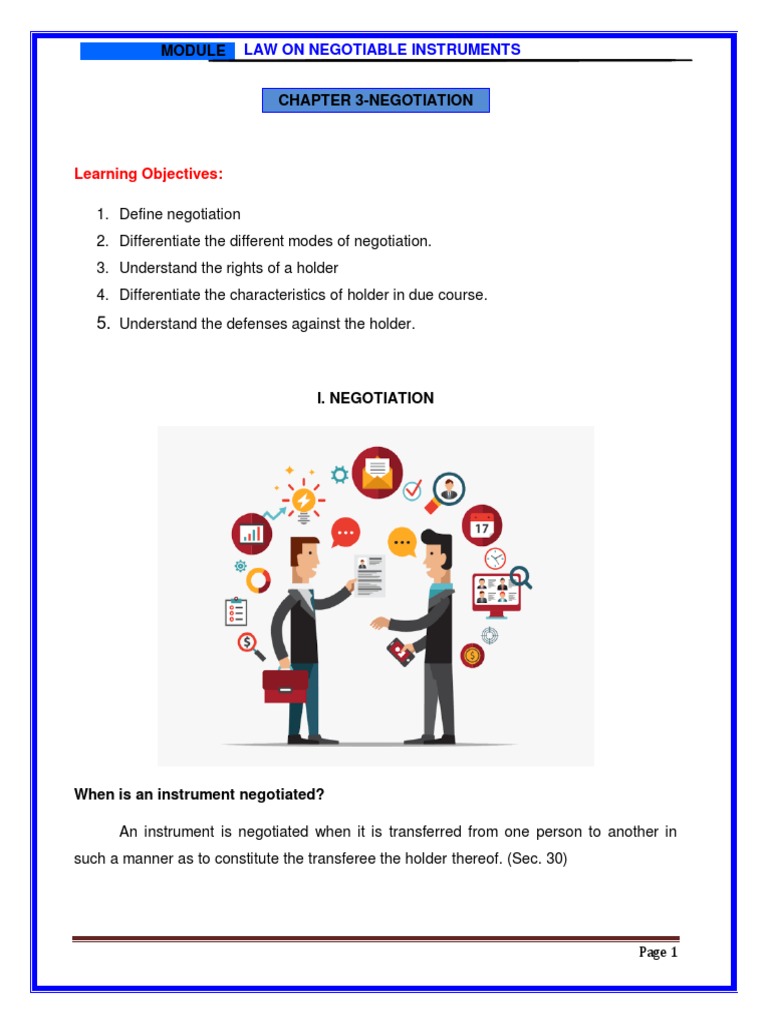 Chapter 3-Negotiation | PDF | Cheque | Civil Law (Legal System)