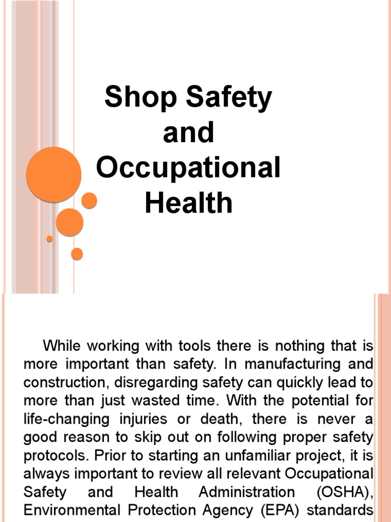 Occupational Health Shop Safety | PDF | Safety | Personal Protective ...