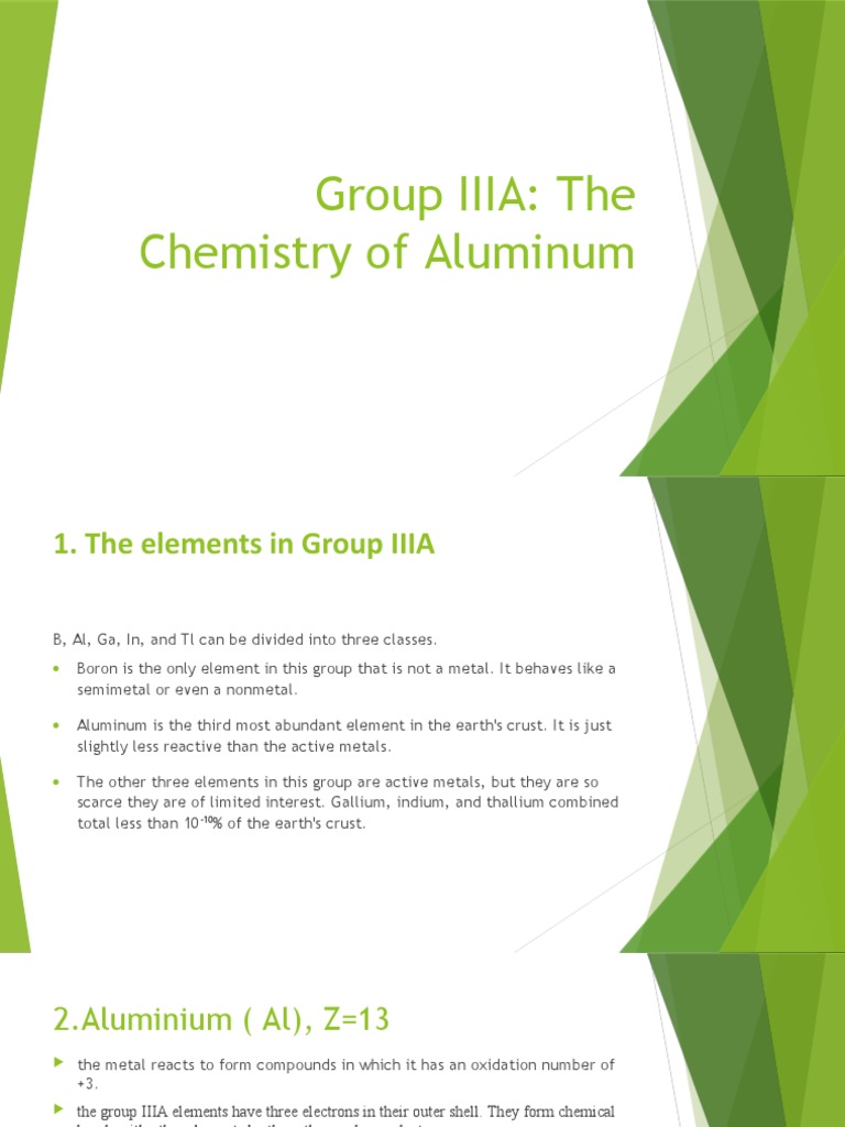Group IIIA: The Chemistry of Aluminum | PDF | Oxide | Aluminium