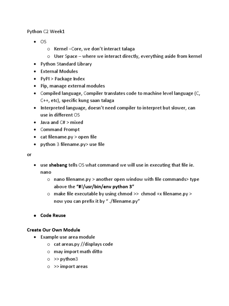 Python C2 Week1 Guide: OS, Modules, Automation | PDF | Python ...