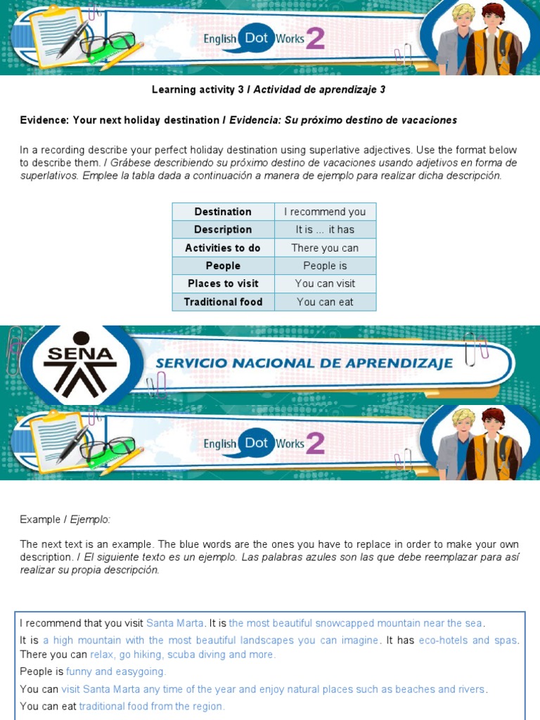 Learning Activity 3 / Actividad de Aprendizaje 3 Evidence: Your Next ...