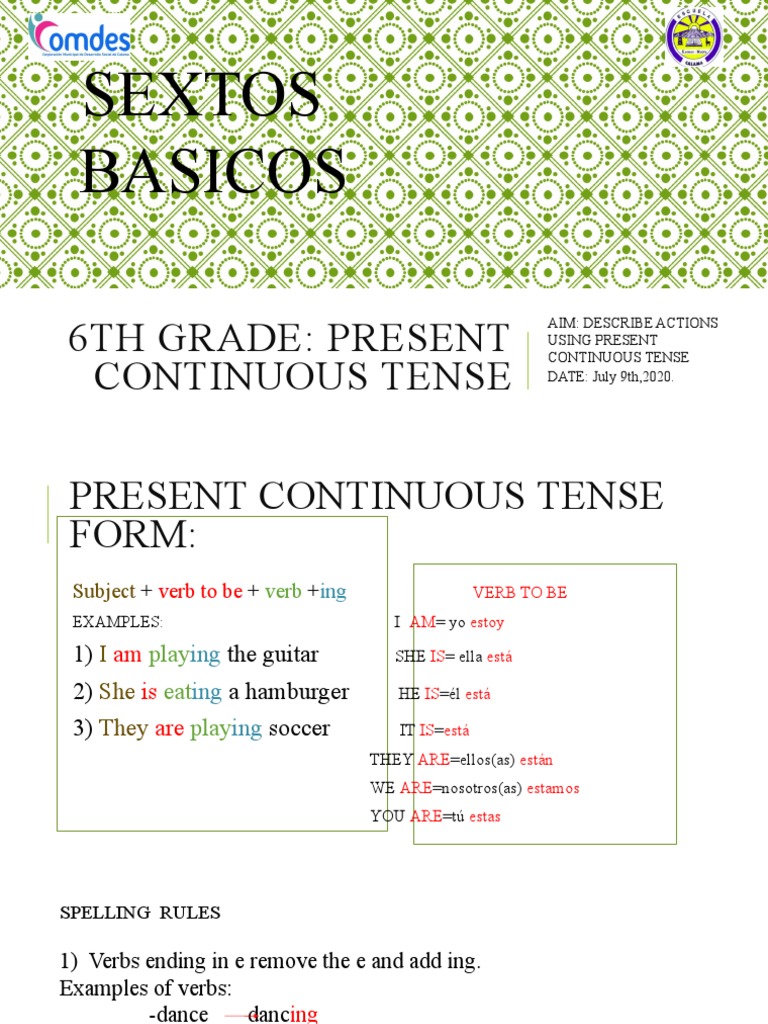 Present Continuous Tense Guide | PDF
