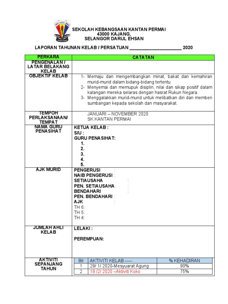 Template - Laporan Akhir Tahun Kelab Persatuan | PDF