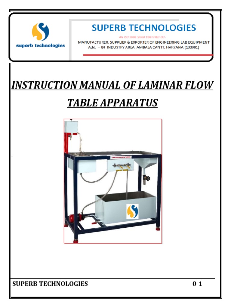 Laminar Flow Table Apparatus | PDF | Reynolds Number | Drag (Physics)