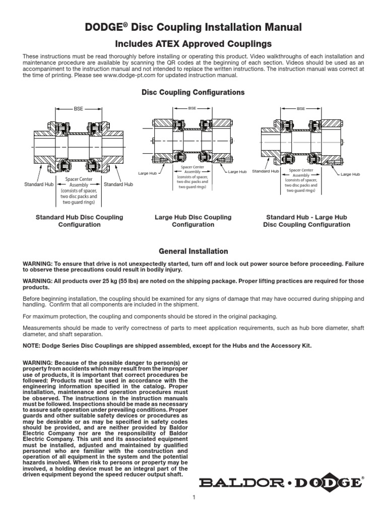 Dodge Disc Coupling Installation Manual: Includes ATEX Approved ...