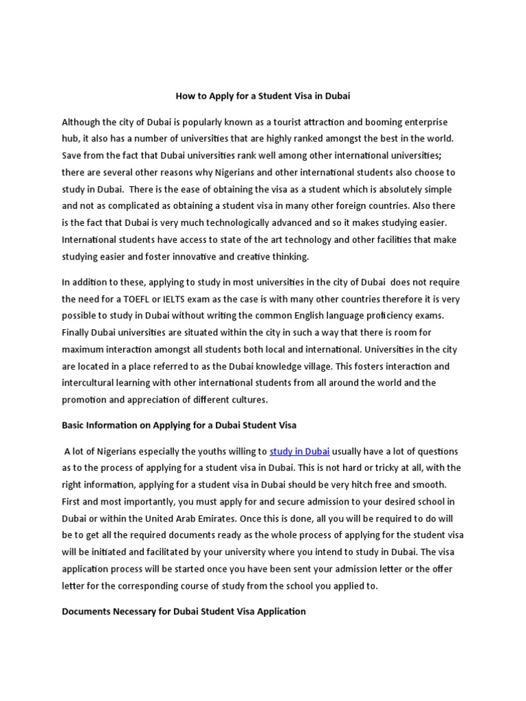 Student Visa Application Guide for Dubai | PDF | Travel Visa | Passport