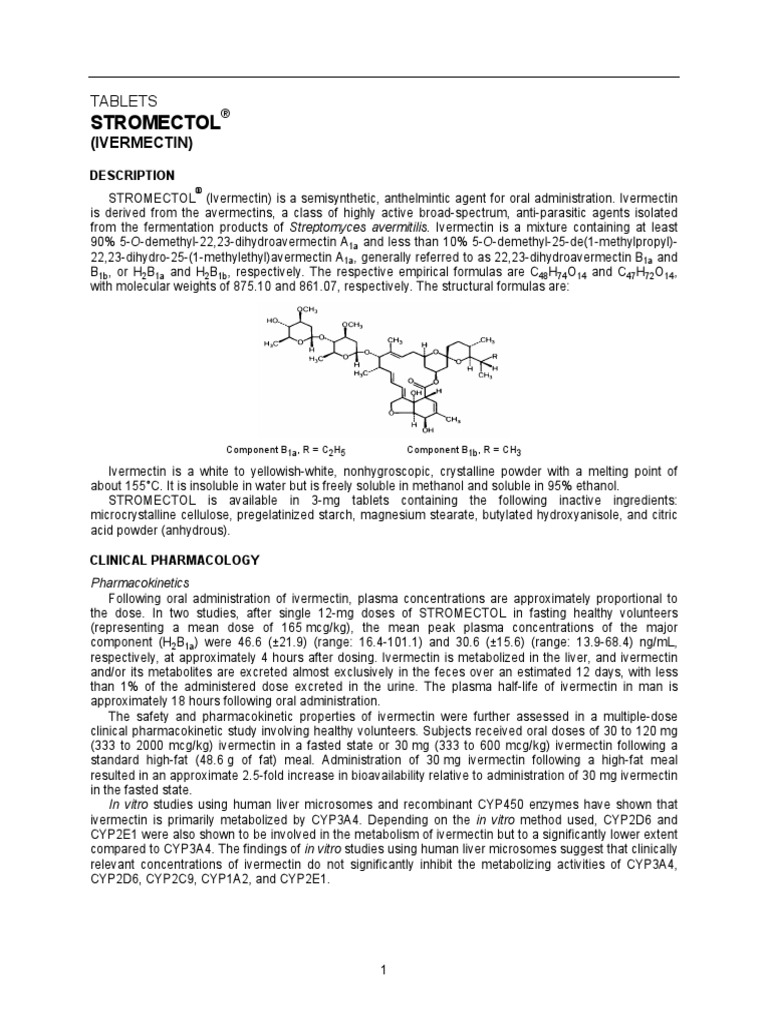 STROMECTOL® (IVERMECTIN) DESCRIPTION by MERCK Co. | PDF | Diseases And ...