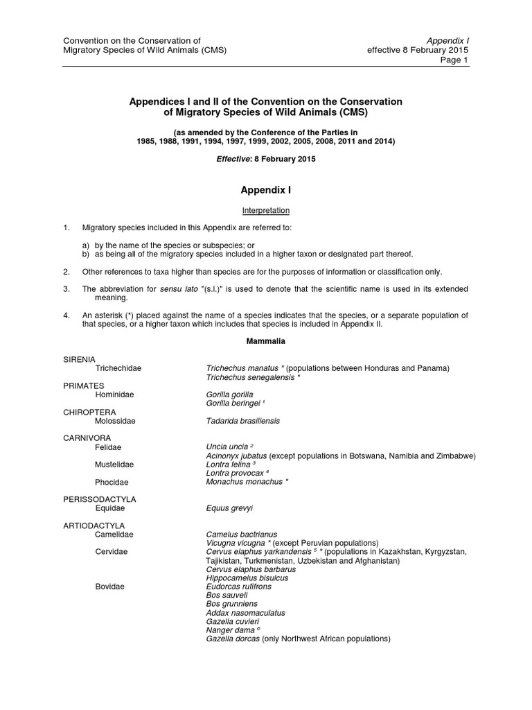 CMS Appendices | PDF | Birds | Nature