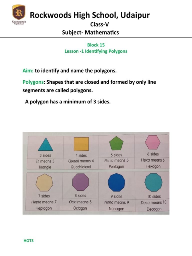 Block 15 Lesson 1 Identifying Polygons | PDF