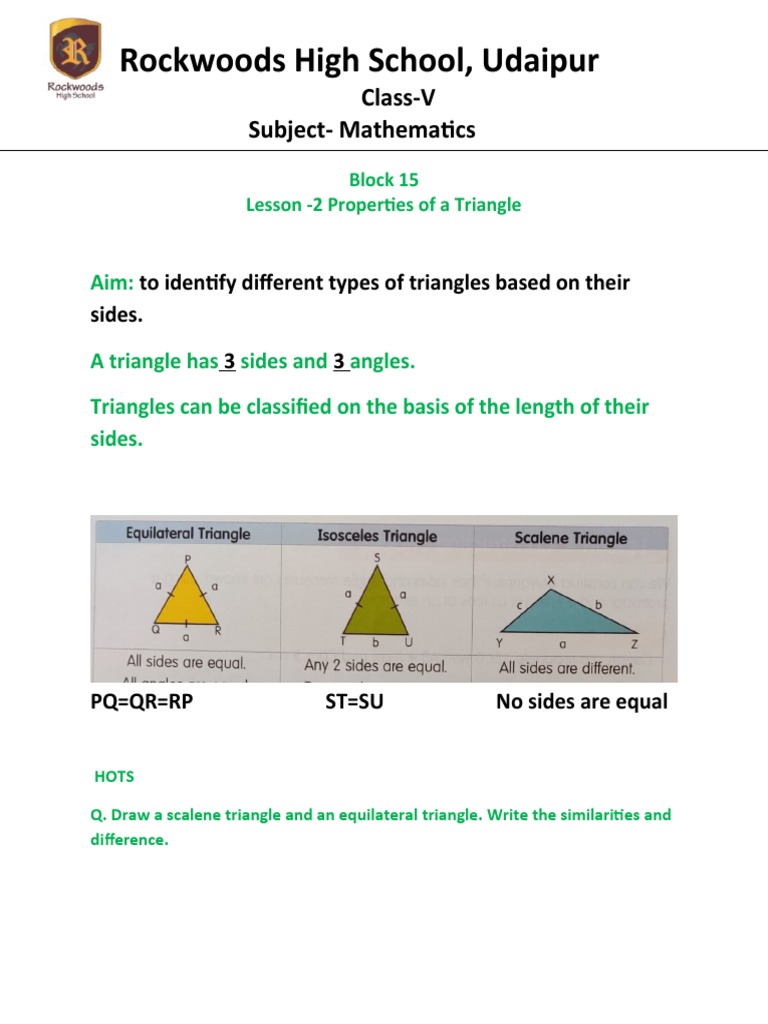 Block 15 Lesson 2 Properties of Triangle | PDF | Science & Mathematics