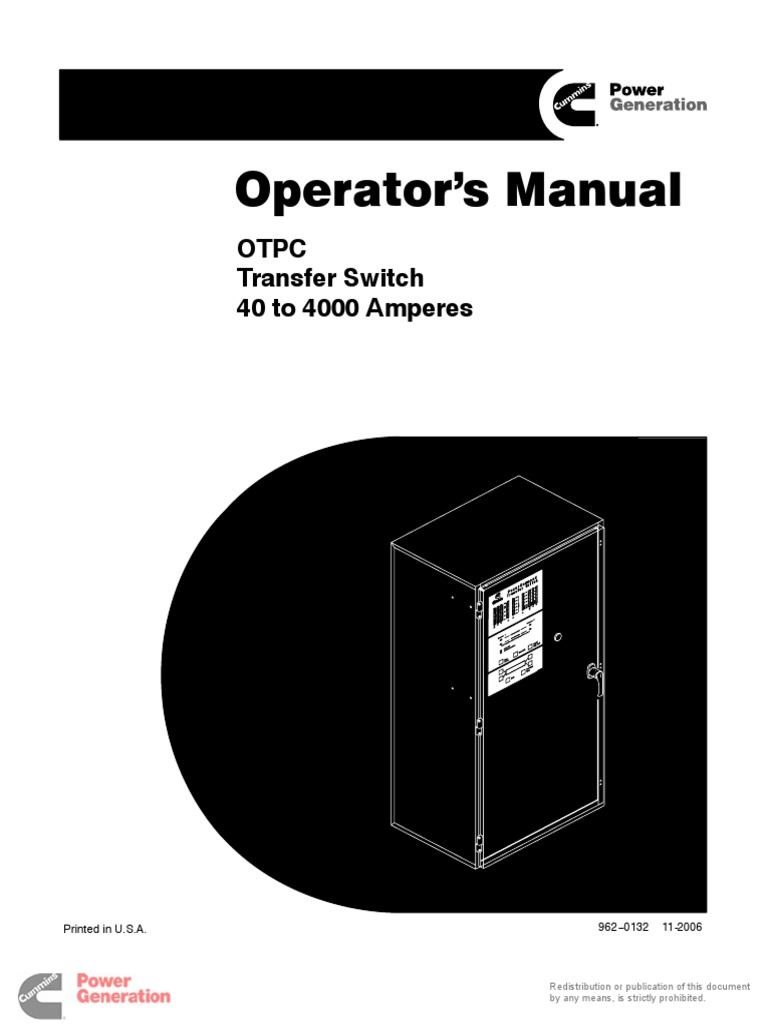 OTPC Operator Manual 40 To 4000 A | PDF | Electricity | Electric Power