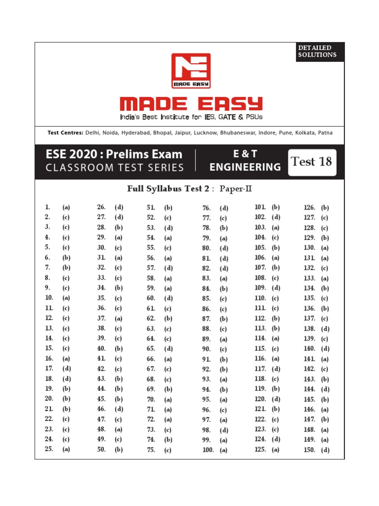 ESE 2020: Prelims Exam: Test 18 | PDF | Physics | Electrical Engineering