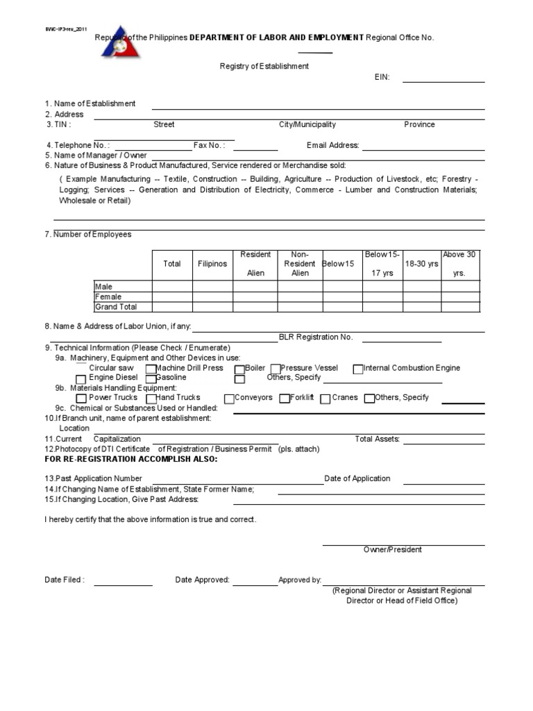 Rule 1020 Establishment Registration TEMPLATE FORM | PDF | Engines ...