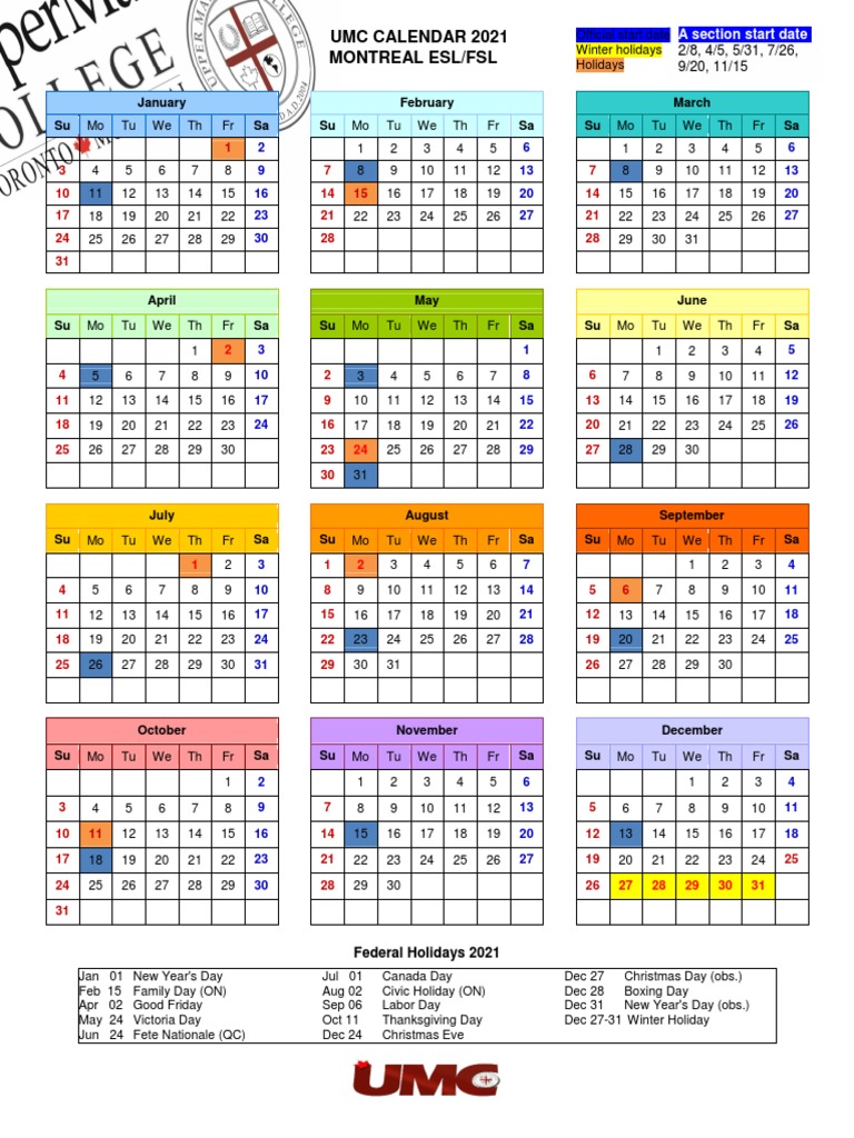 2021 Calendar - Montreal | PDF | Seasons | Christmas
