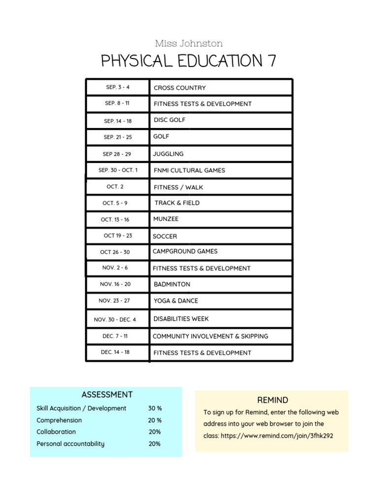 Physical Education 7 Year Plan | PDF | Physical Education | Learning