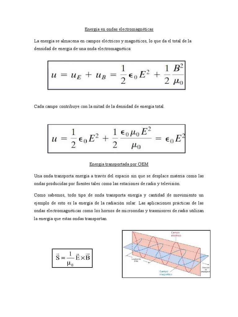 Energía en Ondas Electromagnéticas | PDF