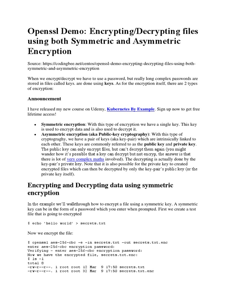 Prakt 8 - Openssl Demo Encrypting Decrypting Files Using Both Symmetric ... Prakt 8 - Openssl Demo Encrypting Decrypting Files Using Both Symmetric ...