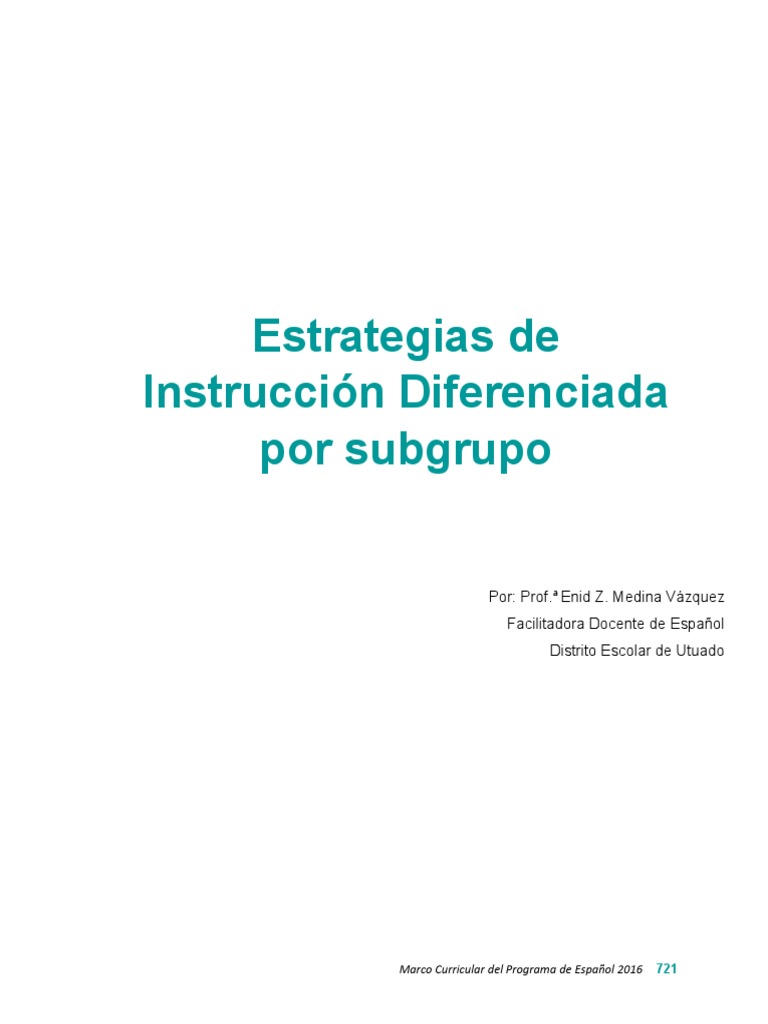 Estrategias de Instrucción Diferenciada Por Subgrupo | Descargar gratis ...
