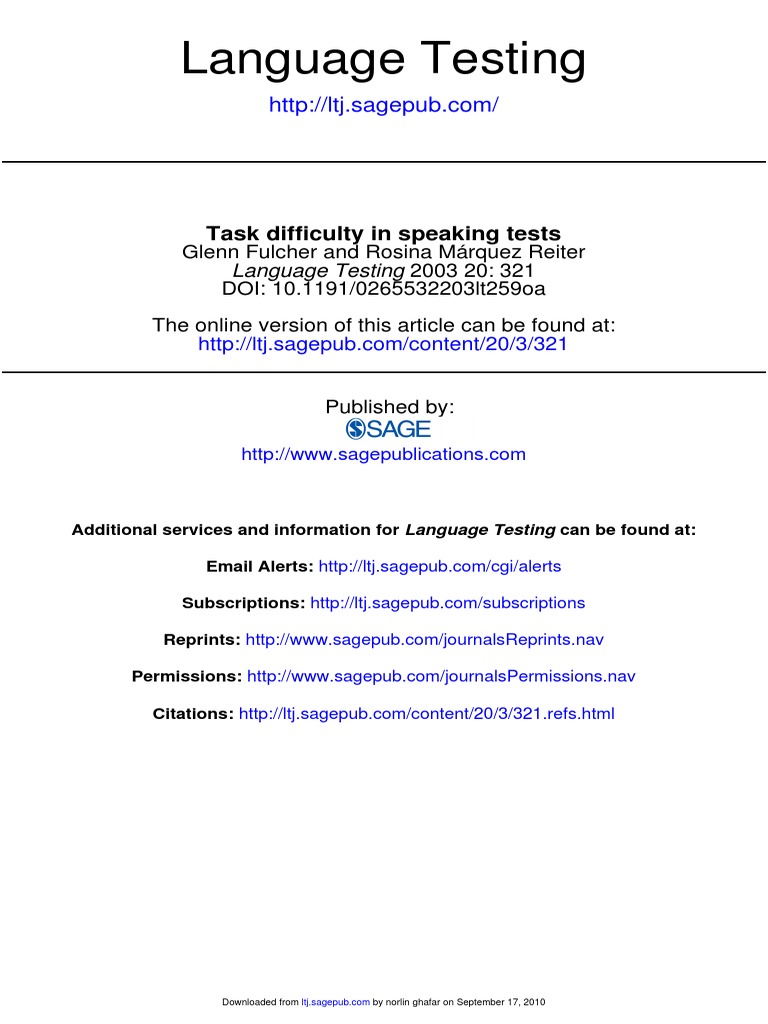 Language Testing: Task Difficulty in Speaking Tests | PDF | Effect Size ...