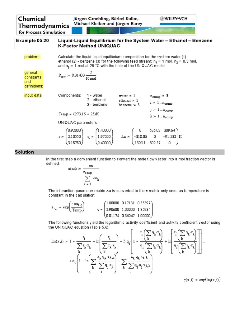05.20 Liquid-Liquid Equilibrium For The System Water - Ethanol ...