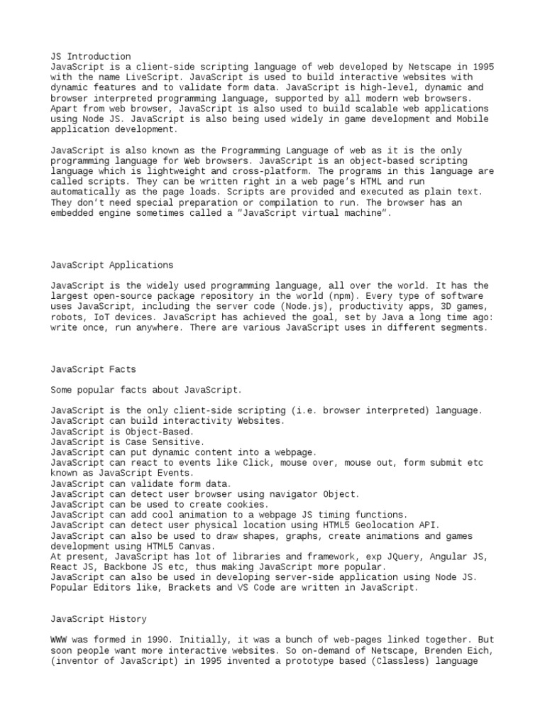 Javascript Introduction | PDF | Dynamic Web Page | Java Script