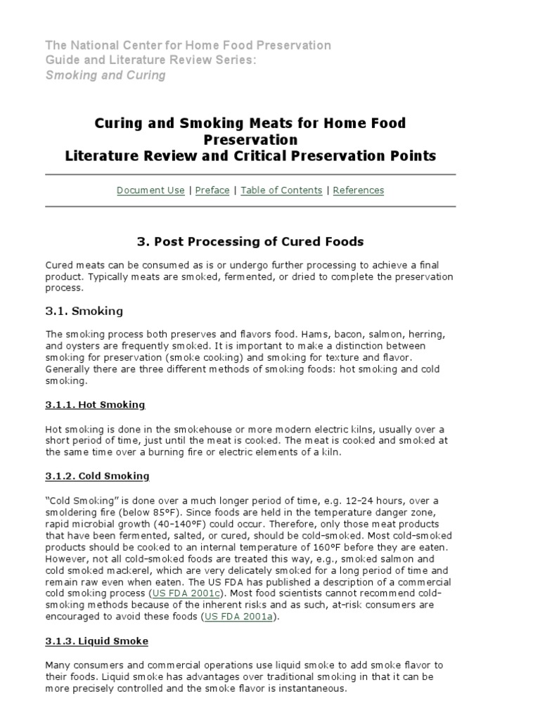 Smoking and Curing Meat Preservation | PDF | Smoking (Cooking) | Curing ...