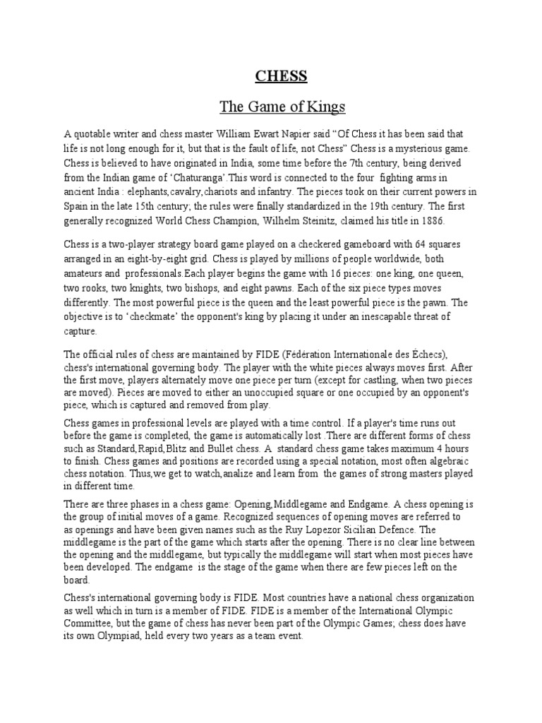 Chess Essay | PDF | Chess | Traditional Board Games