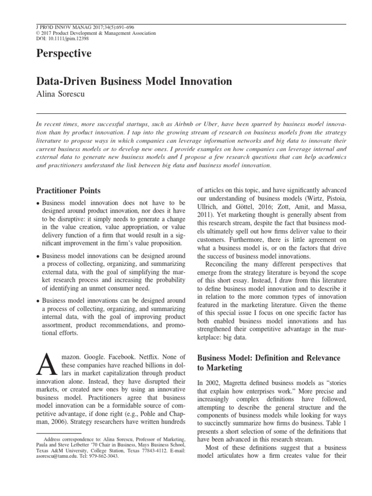 Data-Driven Business Model Innovation | PDF | Business Model | Big Data