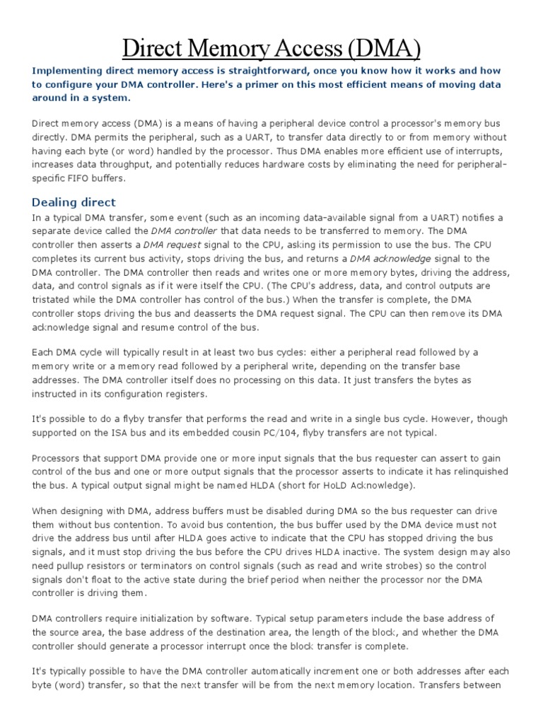 Efficiently Transfer Data with DMA | PDF | Input/Output | Computer Data Storage
