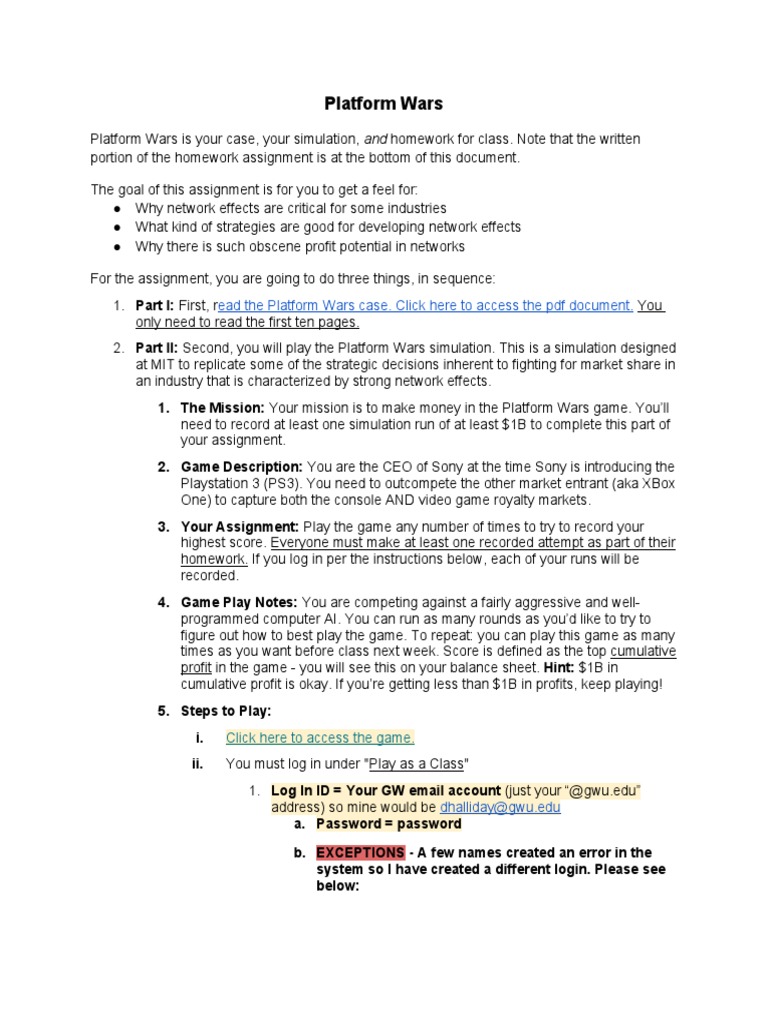 Platform Wars Instructions | PDF | Play Station 3 | Login