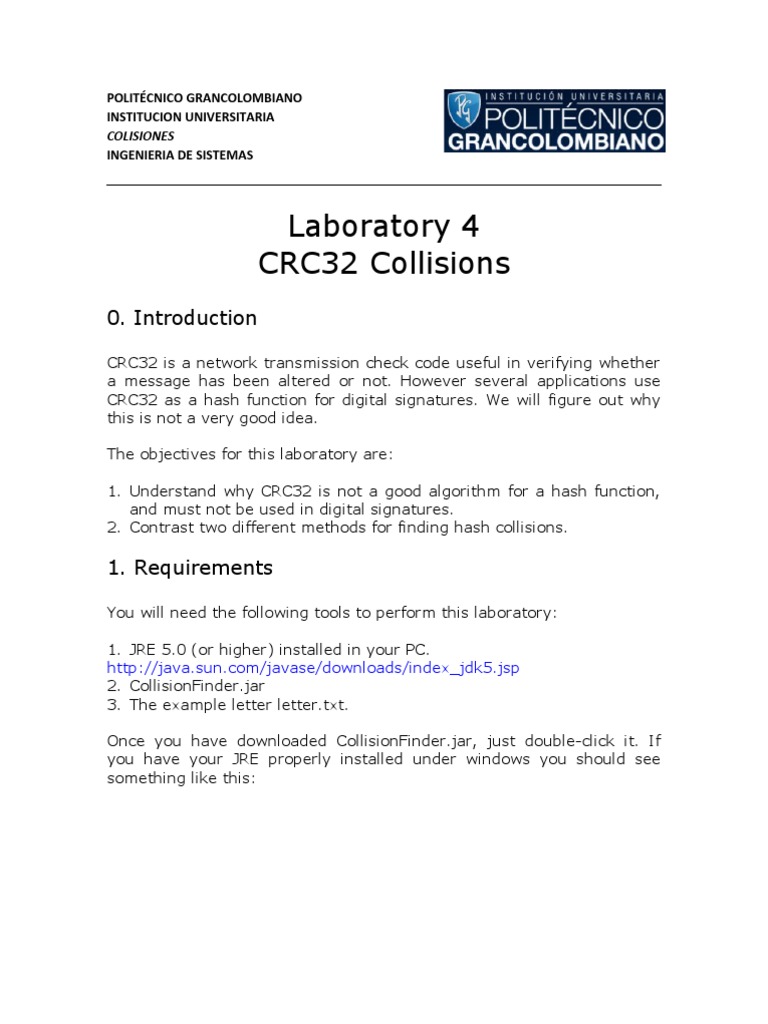 Laboratory 4 CRC32 Collisions: Colisiones | PDF | Text File | Algorithms