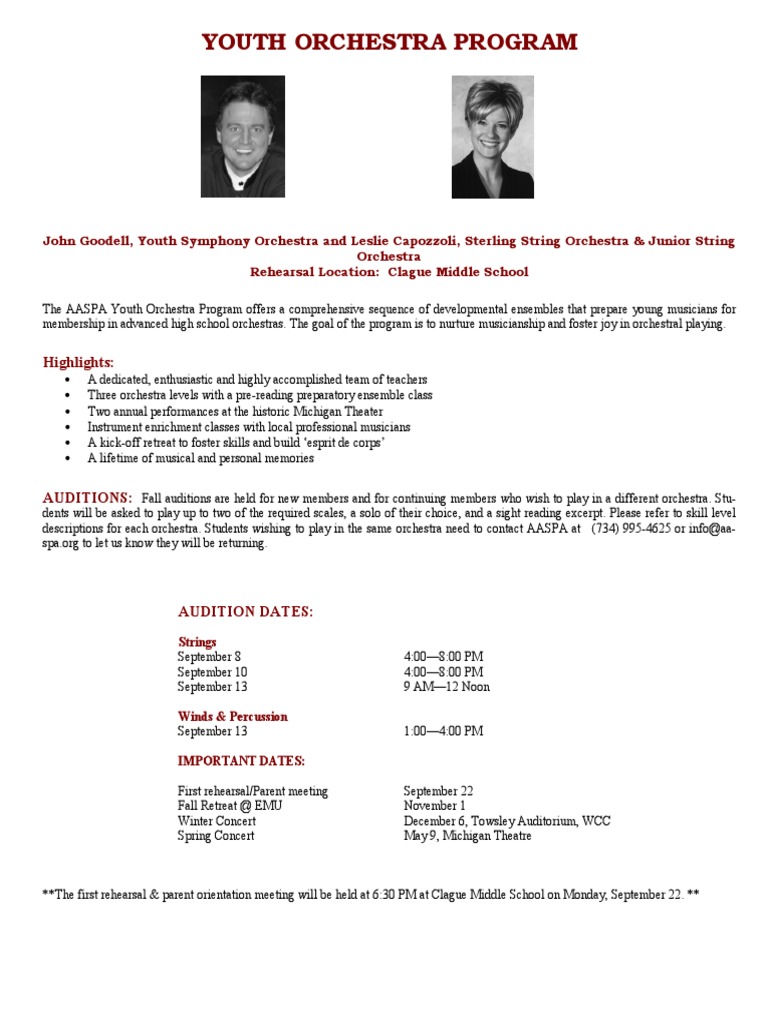 Youth Orchestra Program | PDF | Orchestras | Violin