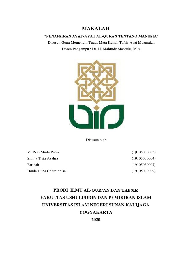 Kel. 1 Tafsir Ayat Muamalah Tentang Manusia | PDF