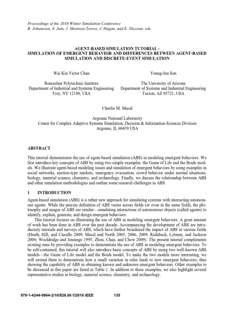 Agent Based Simulation Tutorial Simulation Of Emergent Behavior And Differences Between Agent