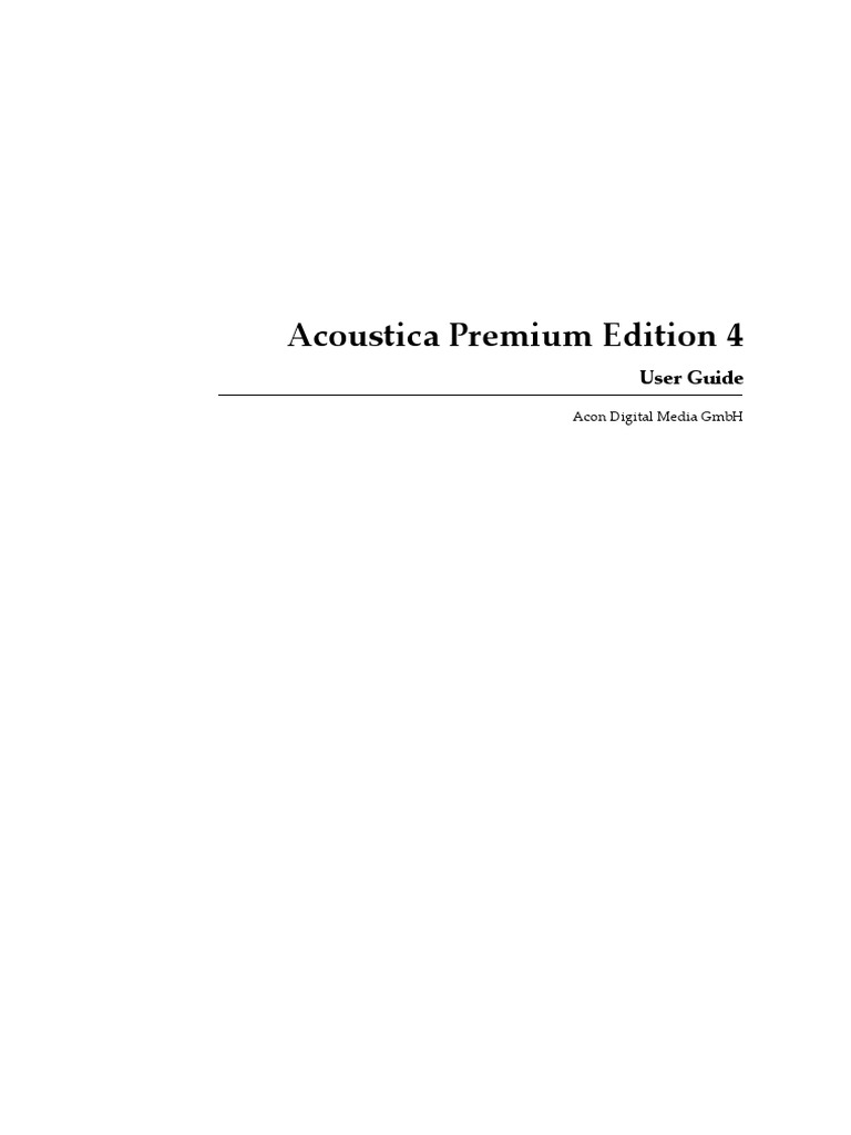 Acoustica Premium Edition PDF | PDF | Sound Recording And Reproduction ...
