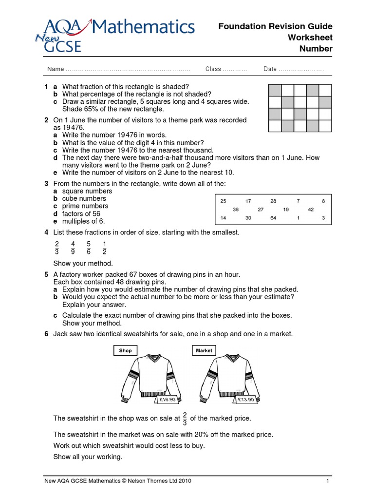 Revision Guide Foundation Number Worksheet | PDF | Numbers | Percentage