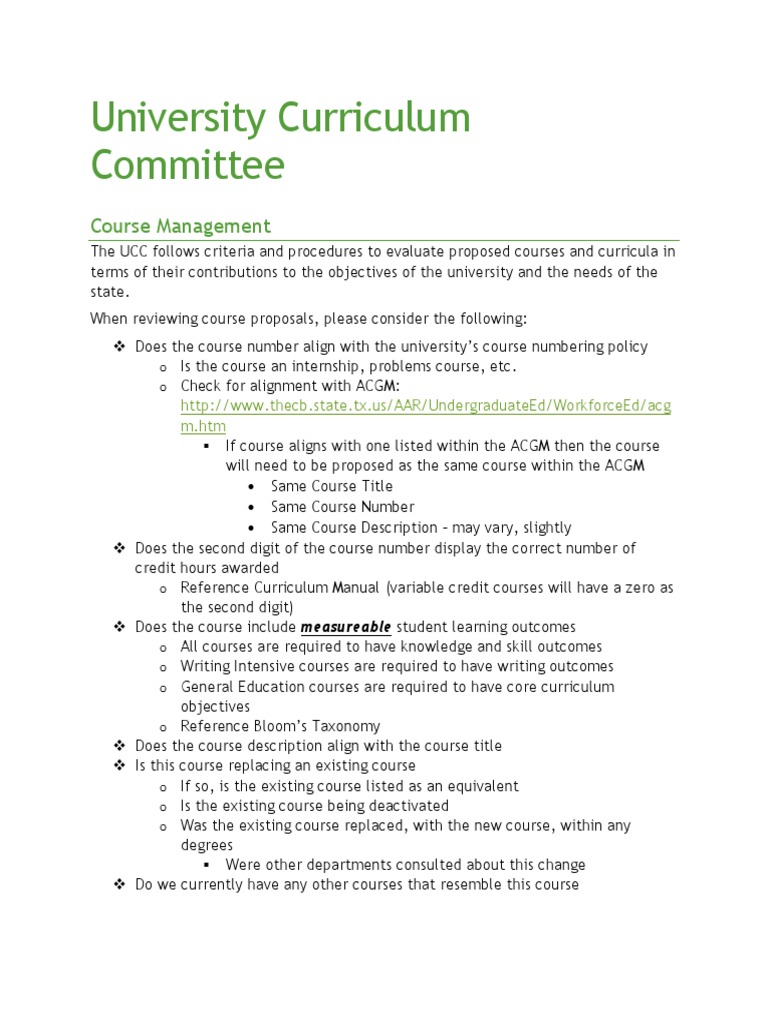 7 Ucc Course Management Checklist | PDF