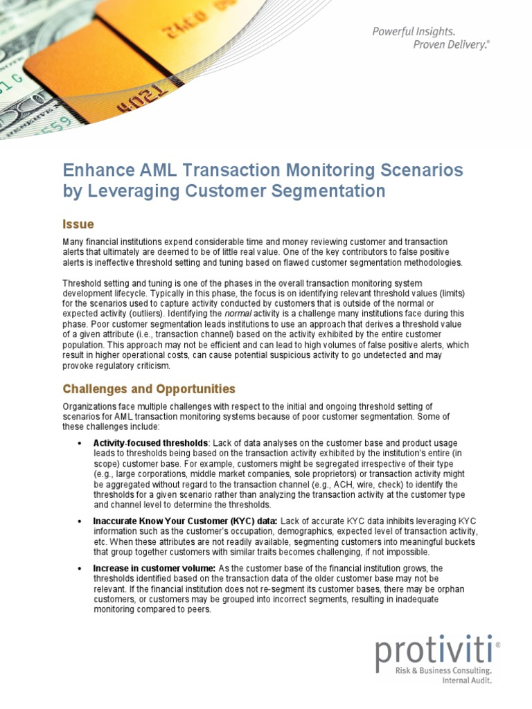 Pov Aml Transaction Monitoring Customer Segmentation Protiviti | PDF ...